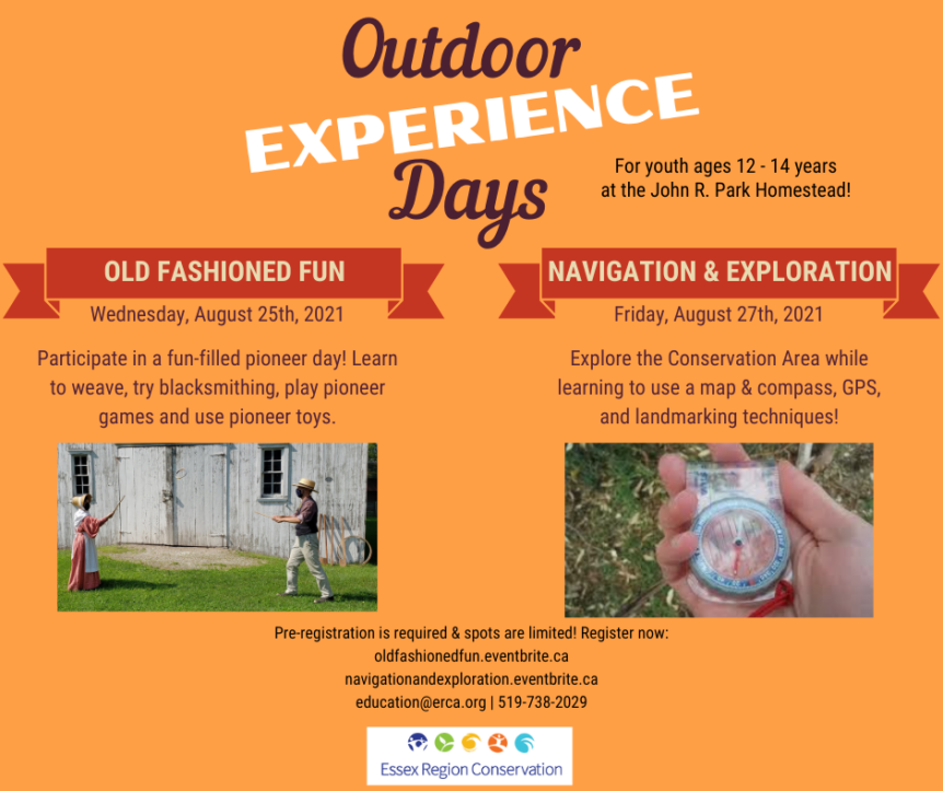 Outdoor Experience Days at John R. Park Homestead: August 25 & 27 ...