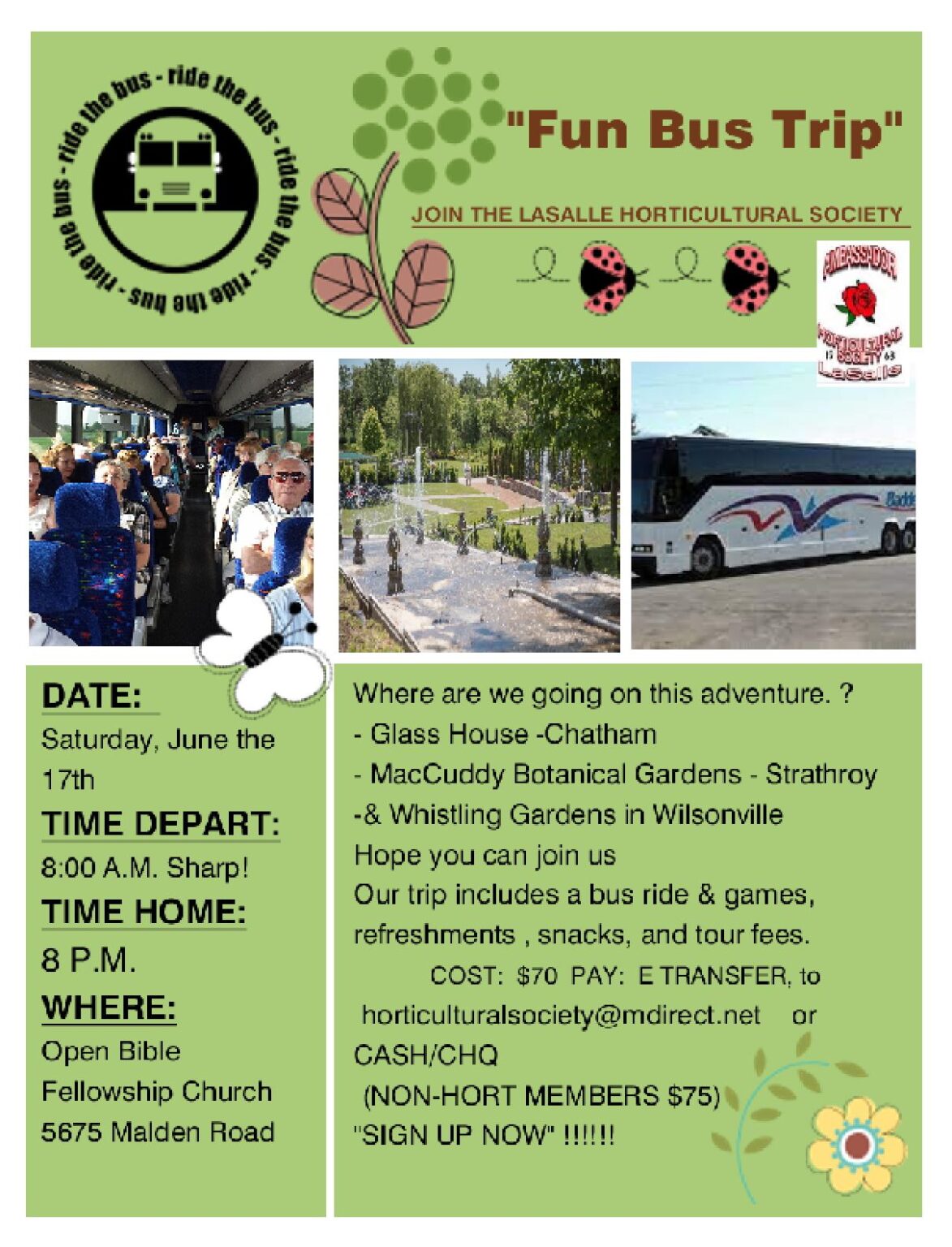 LaSalle Horticultural Society Fun Bus Trip June 17 - Kingsville Times
