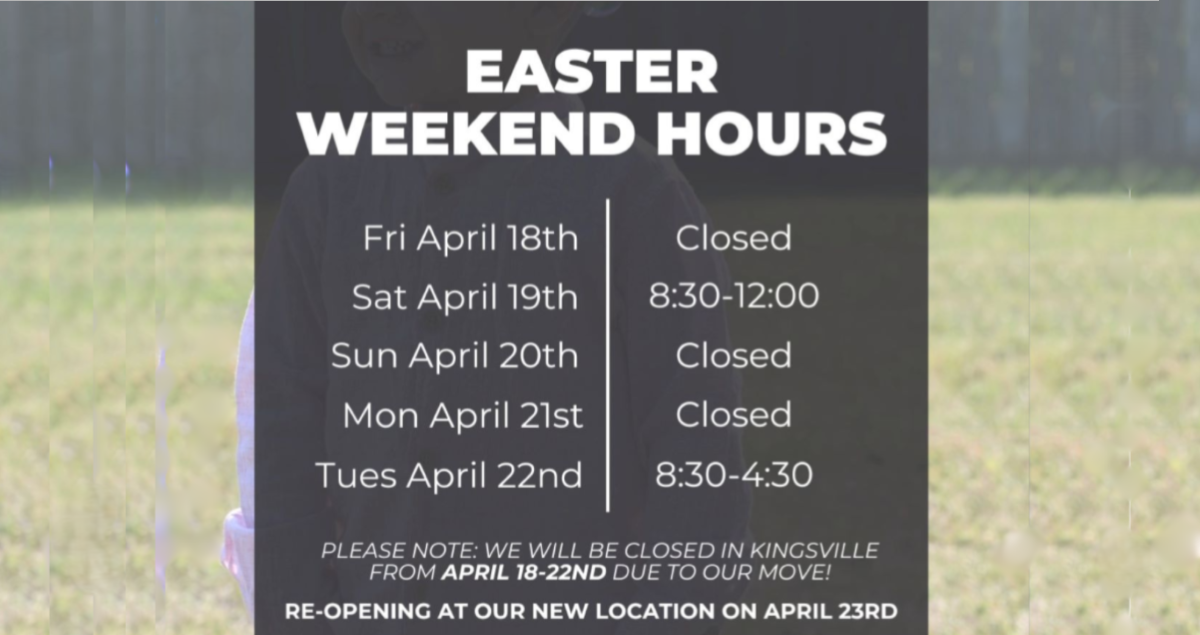 SECC Closed for Easter Weekend and New Address - Kingsville Times